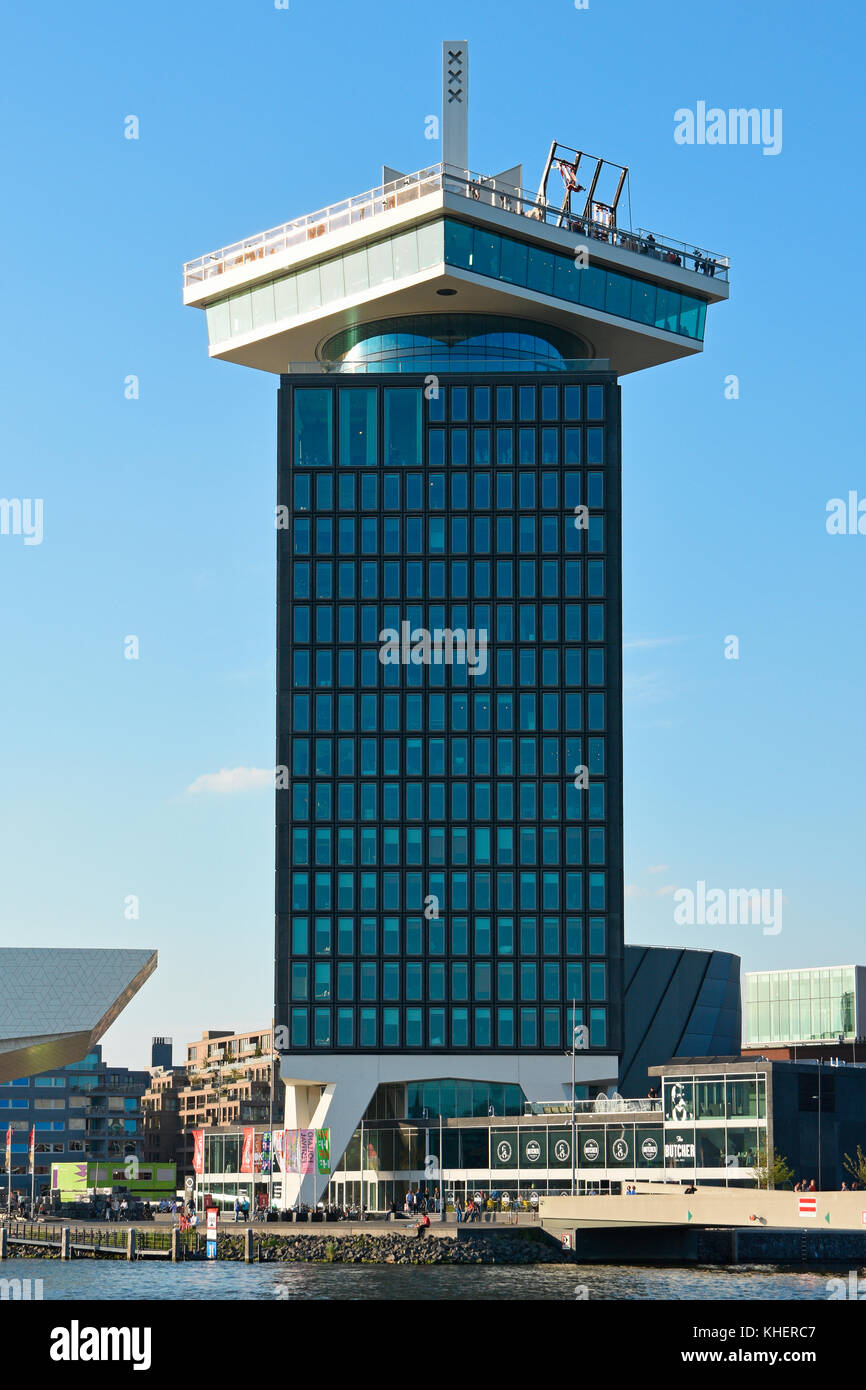 Eye Film Museum, A' DAM TOWER (formerly Shell Tower) with swing on the ...