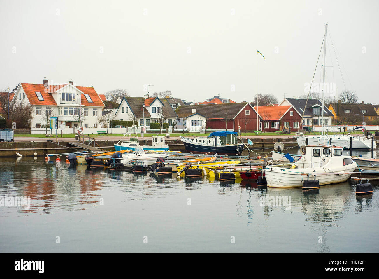 Beautiful harbor in the Swedish city Viken Stock Photo - Alamy