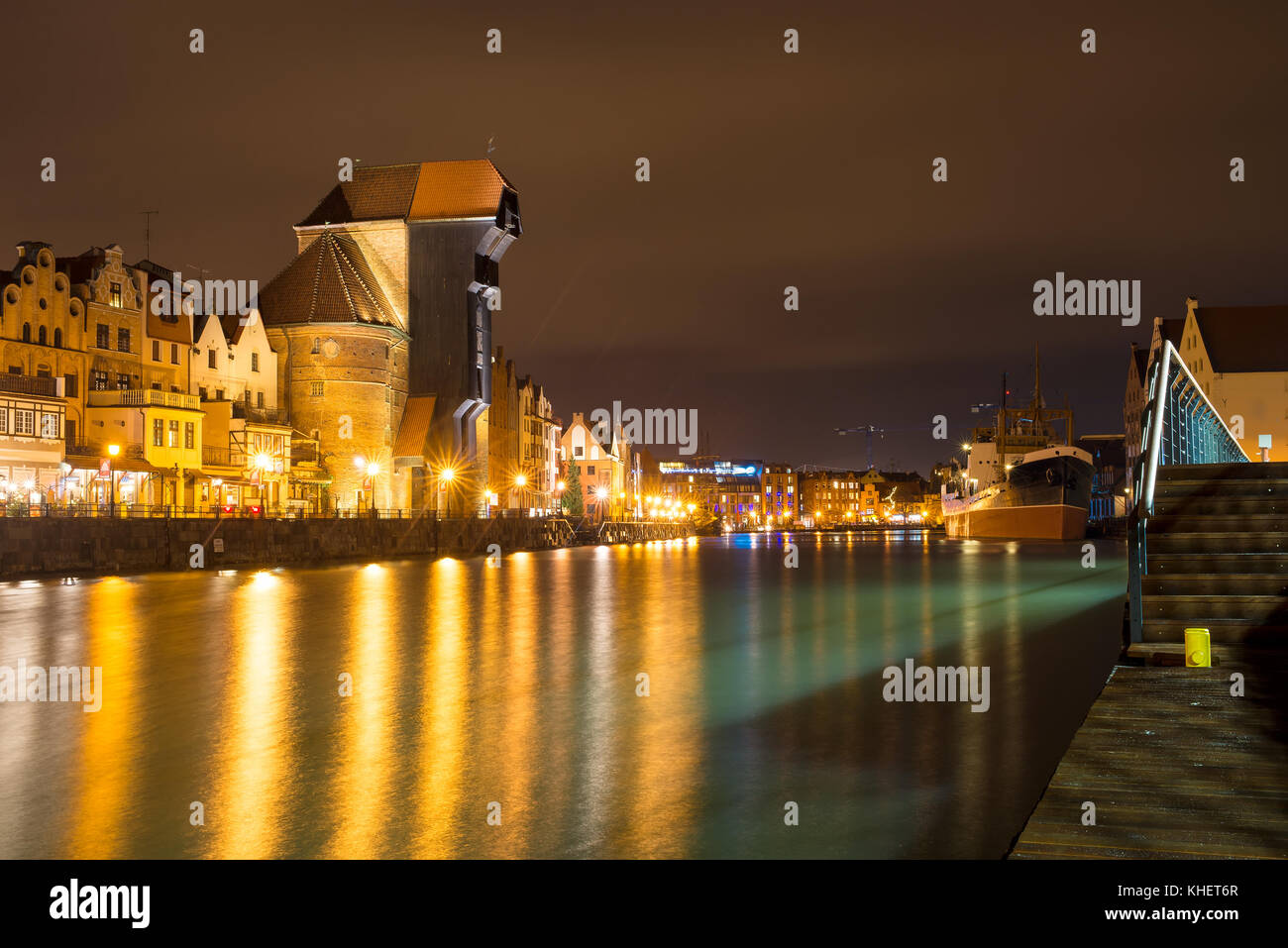 beautiful night streets of Gdansk Stock Photo - Alamy