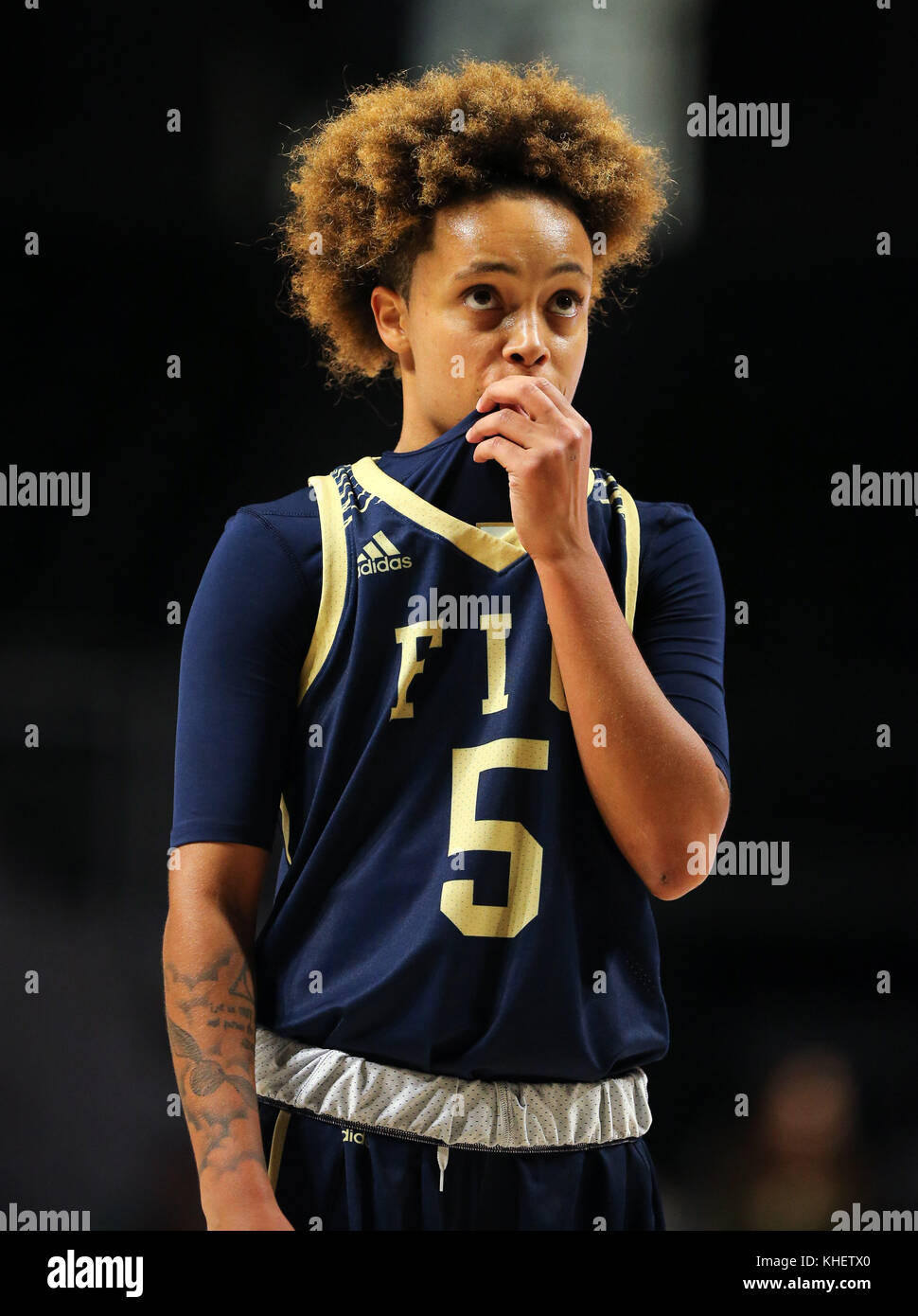 November 10, 2017: FIU Panthers guard Kayla Rogers (5) looks on during ...