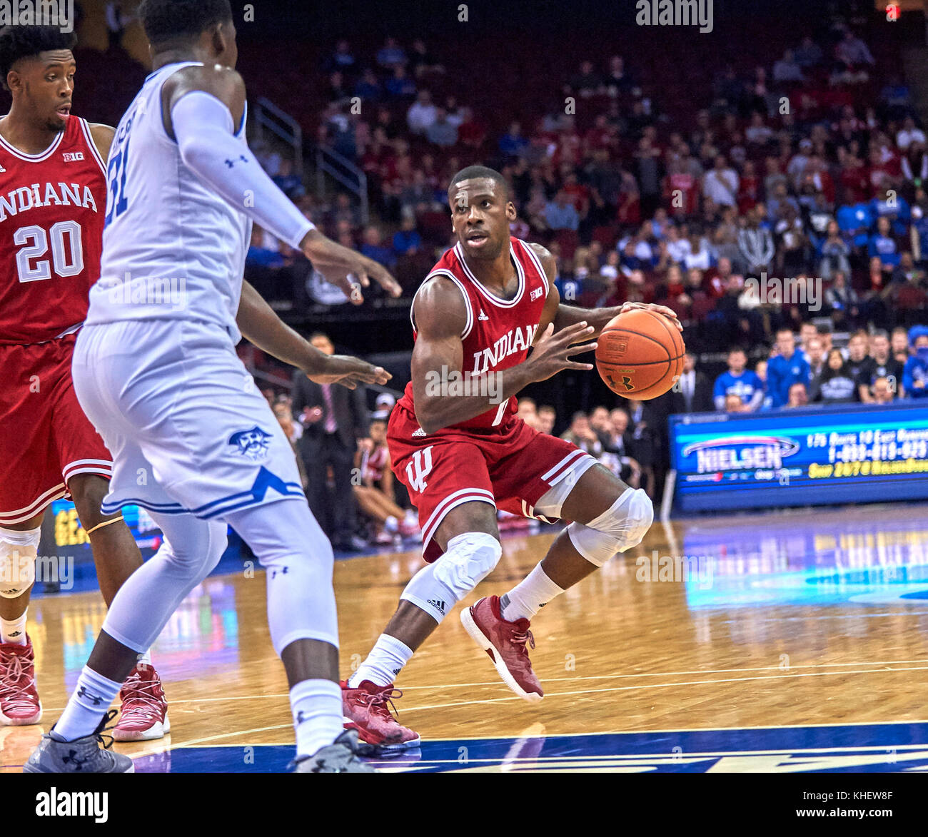 Newark, New Jersey, USA. 15th Nov, 2017. Indiana's guard Josh Newkirk ...