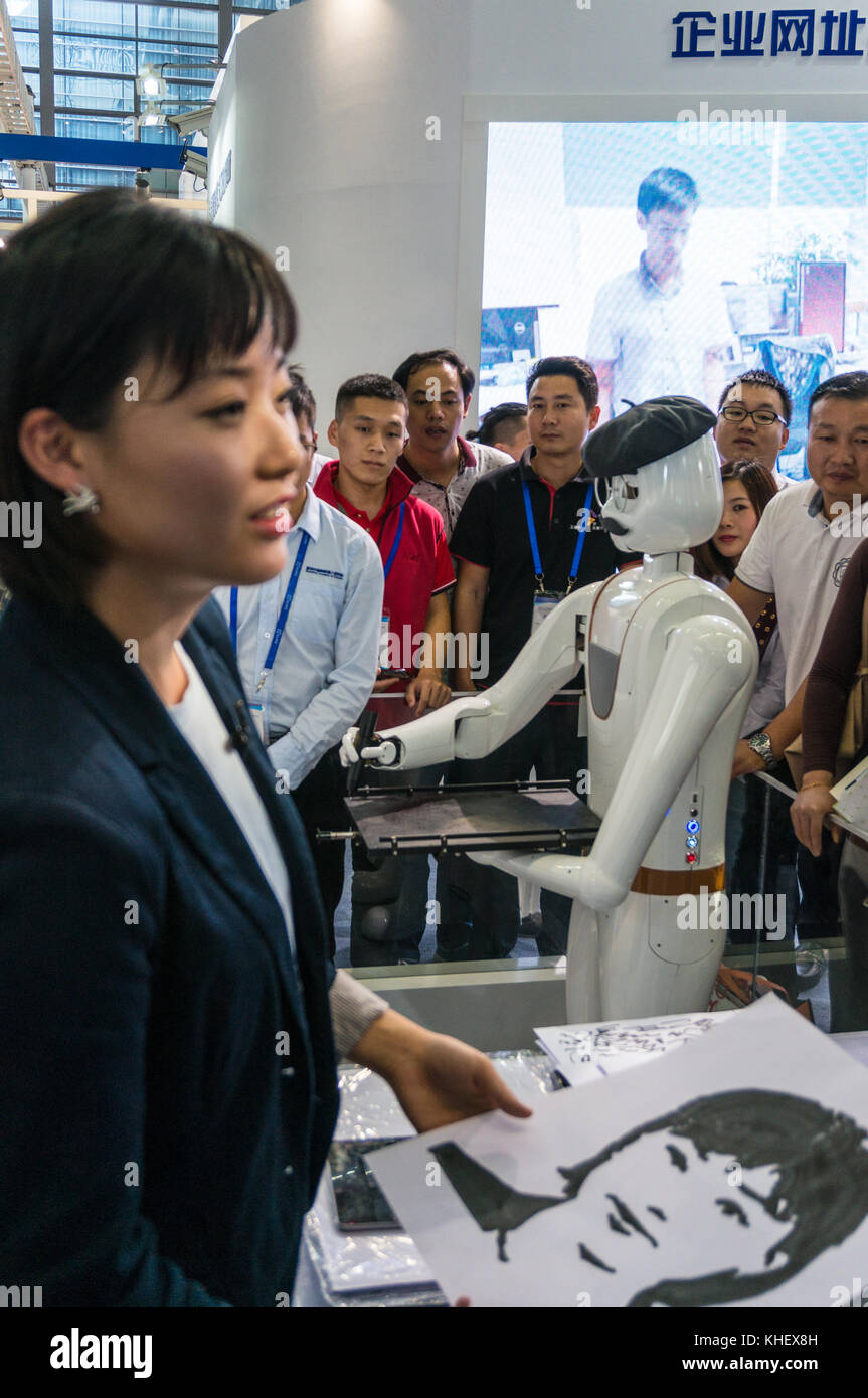 Intelligent AI drawing robot sketching pictures likenesses of people ...