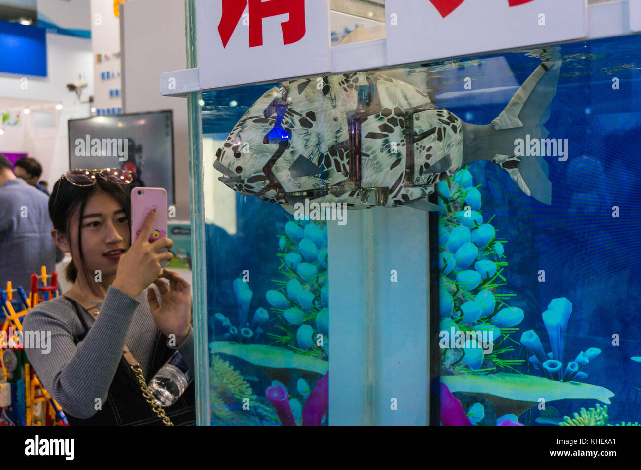 Robot robotic fish swimming at China hi-tech fair in Shenzhen, known as ...