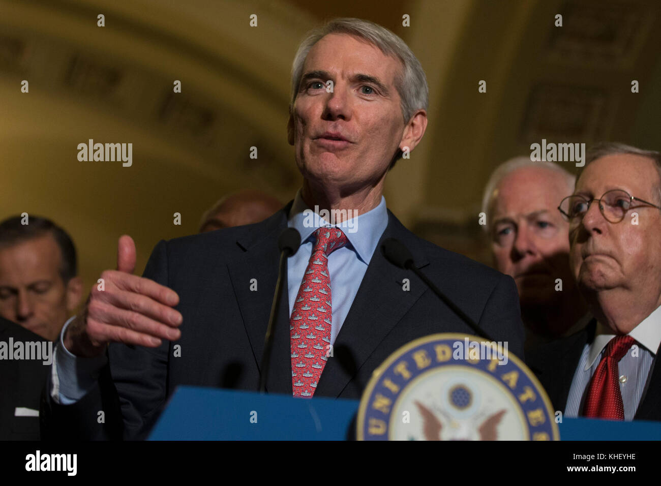 United States Senator, Rob Portman, Republican of Ohio, speaks with ...