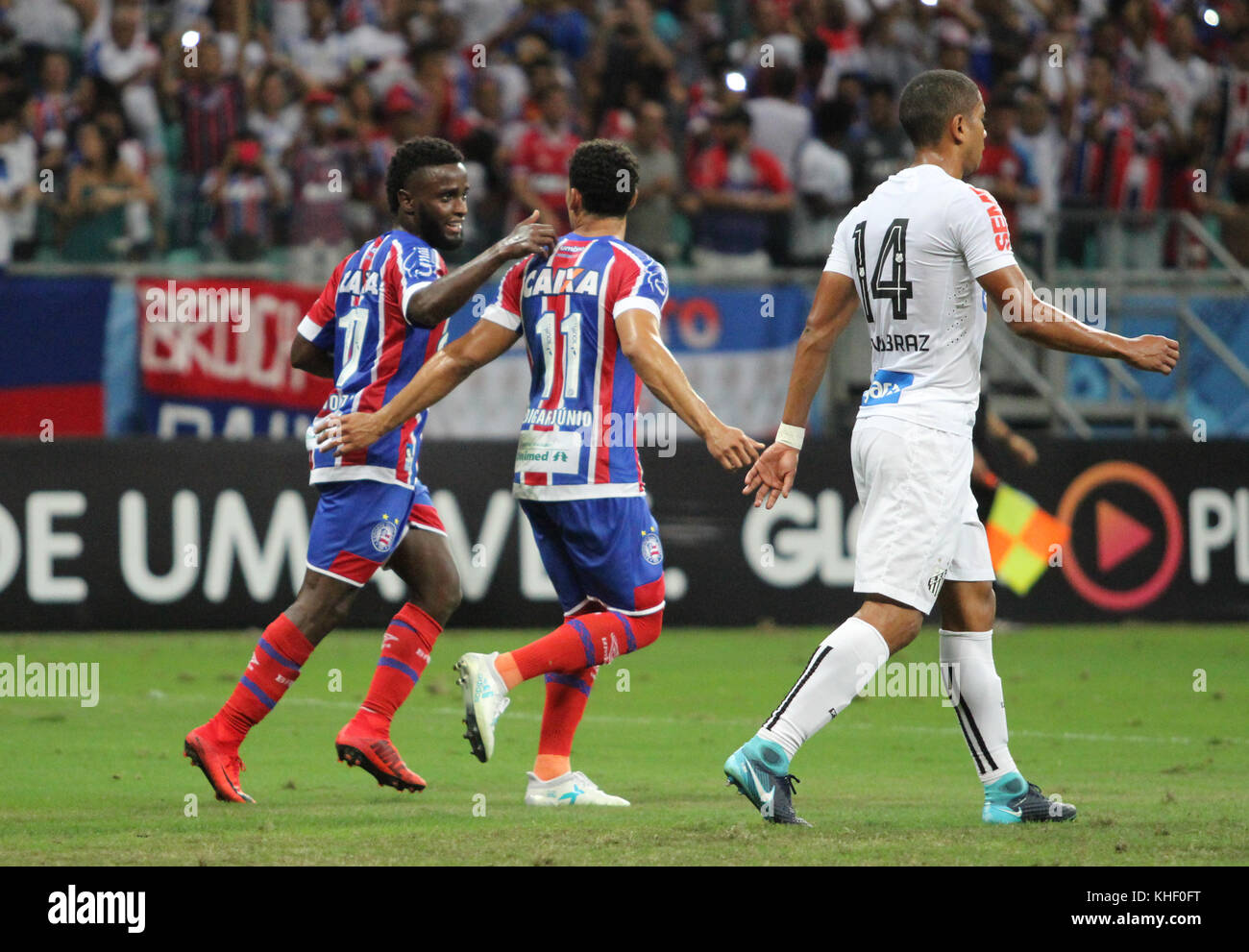 Salvador, Brazil. 16th Nov, 2017. Mendoza celebrating Bahia goal in a ...