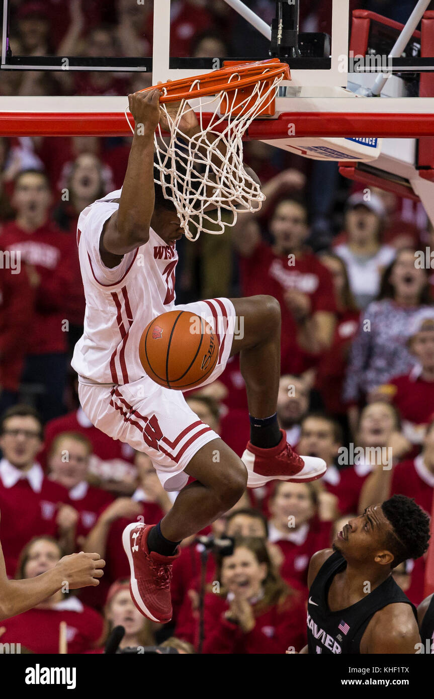 Madison, WI, USA. 16th Nov, 2017. Wisconsin Badgers guard Khalil ...