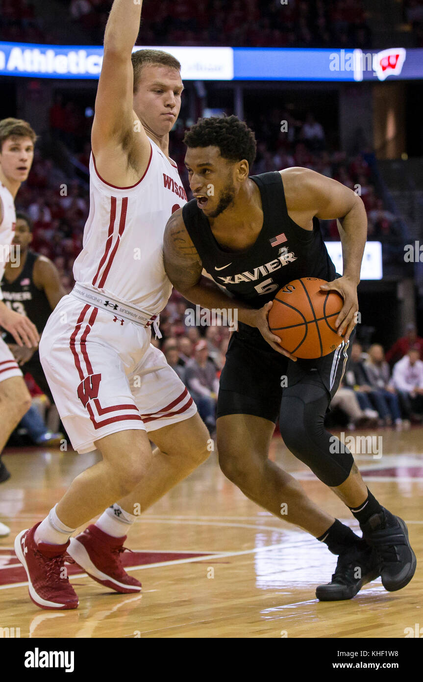 Madison, WI, USA. 16th Nov, 2017. Xavier Musketeers guard Trevon ...