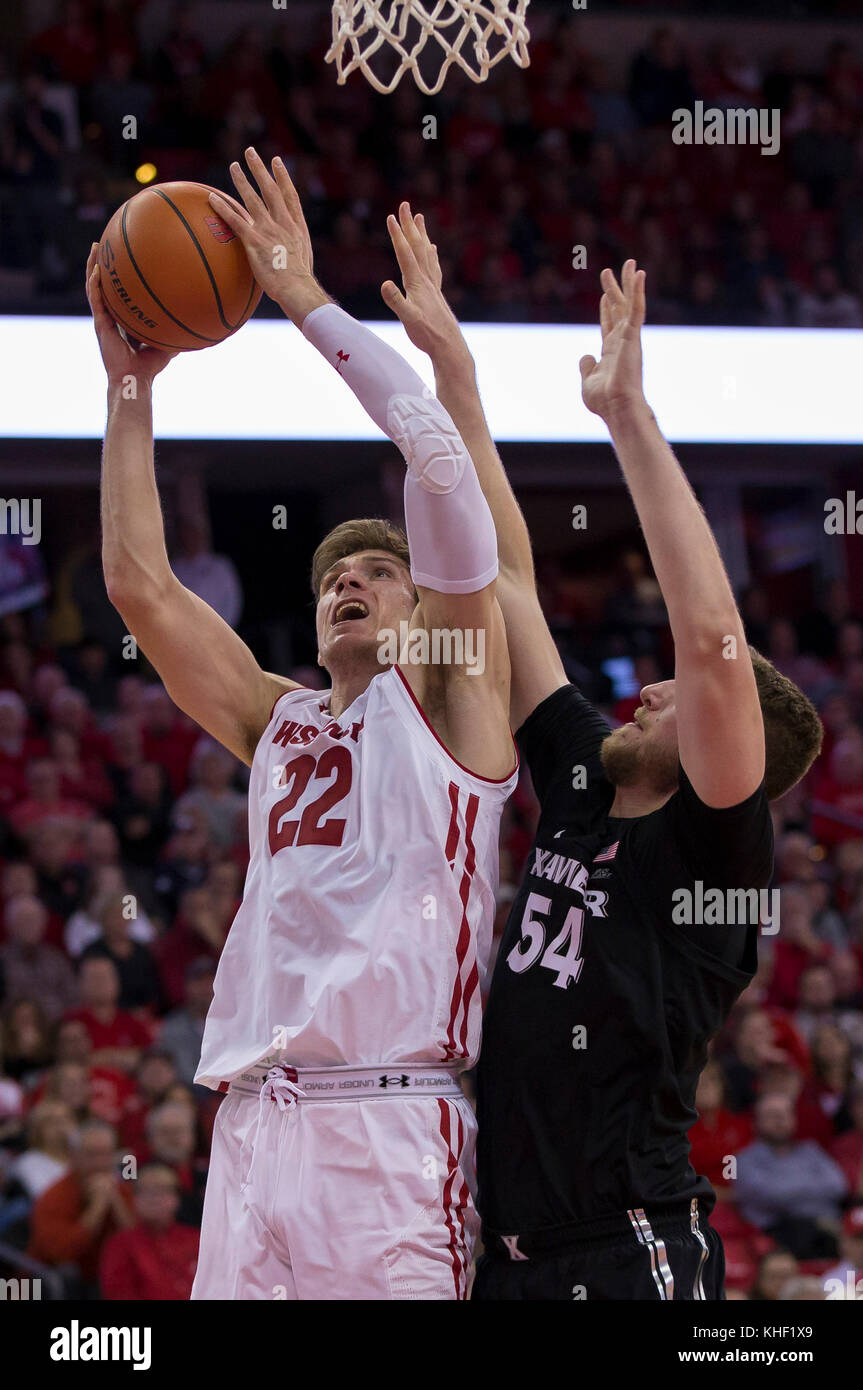 Madison, WI, USA. 16th Nov, 2017. Wisconsin Badgers forward Ethan Happ ...