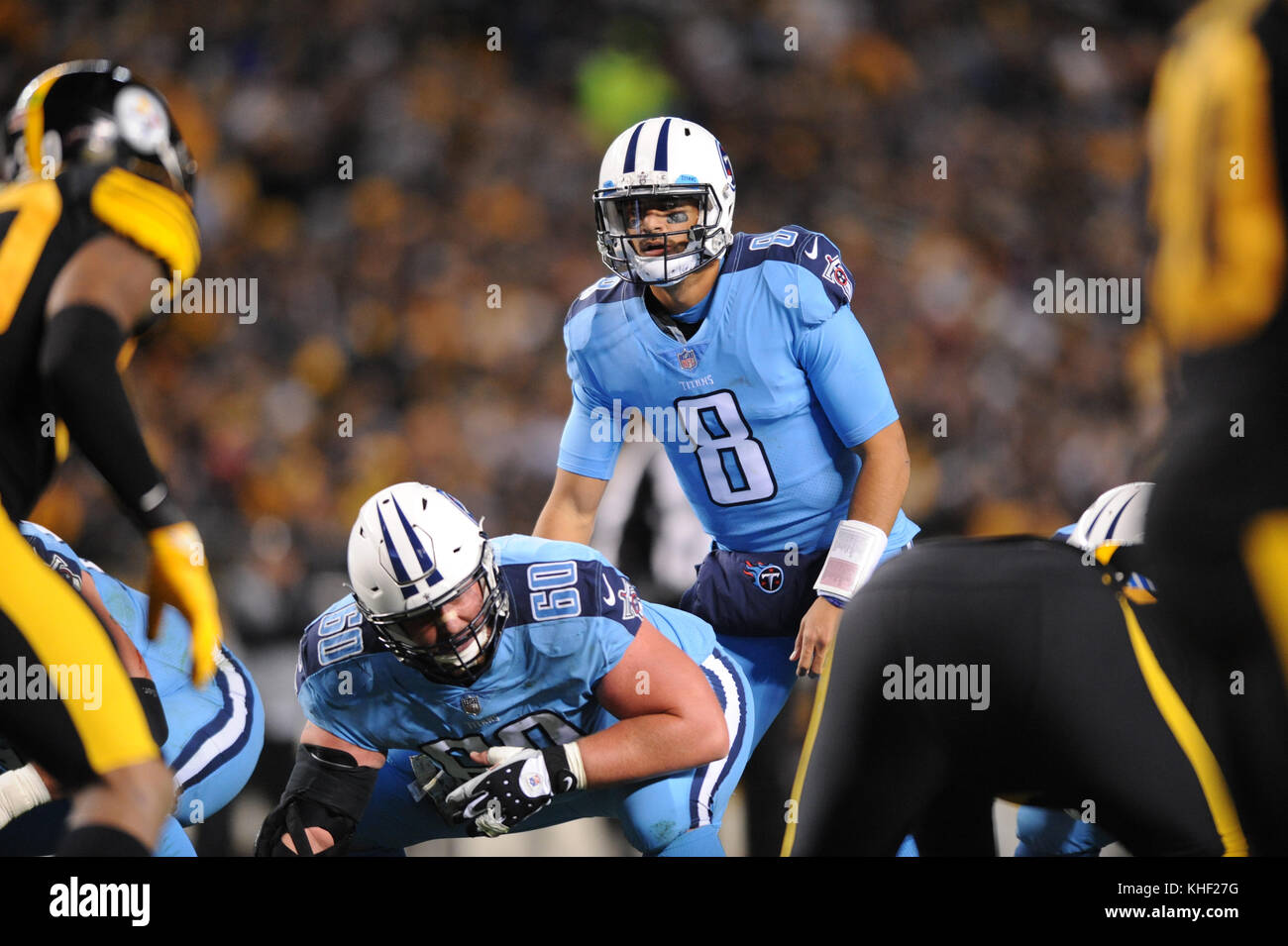 Pittsburgh, PA, USA. 16th Nov, 2017. Titans Marcus Mariota #8 during ...