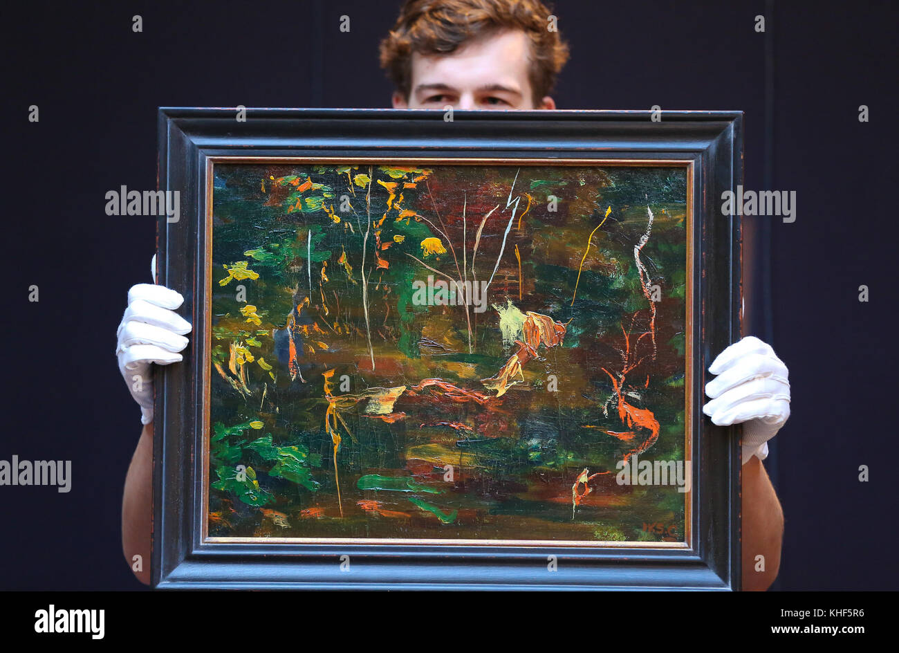 Sotheby’s London. UK 17 Nov 2017 - A Sotheby’s staff holds Sir Winston ...