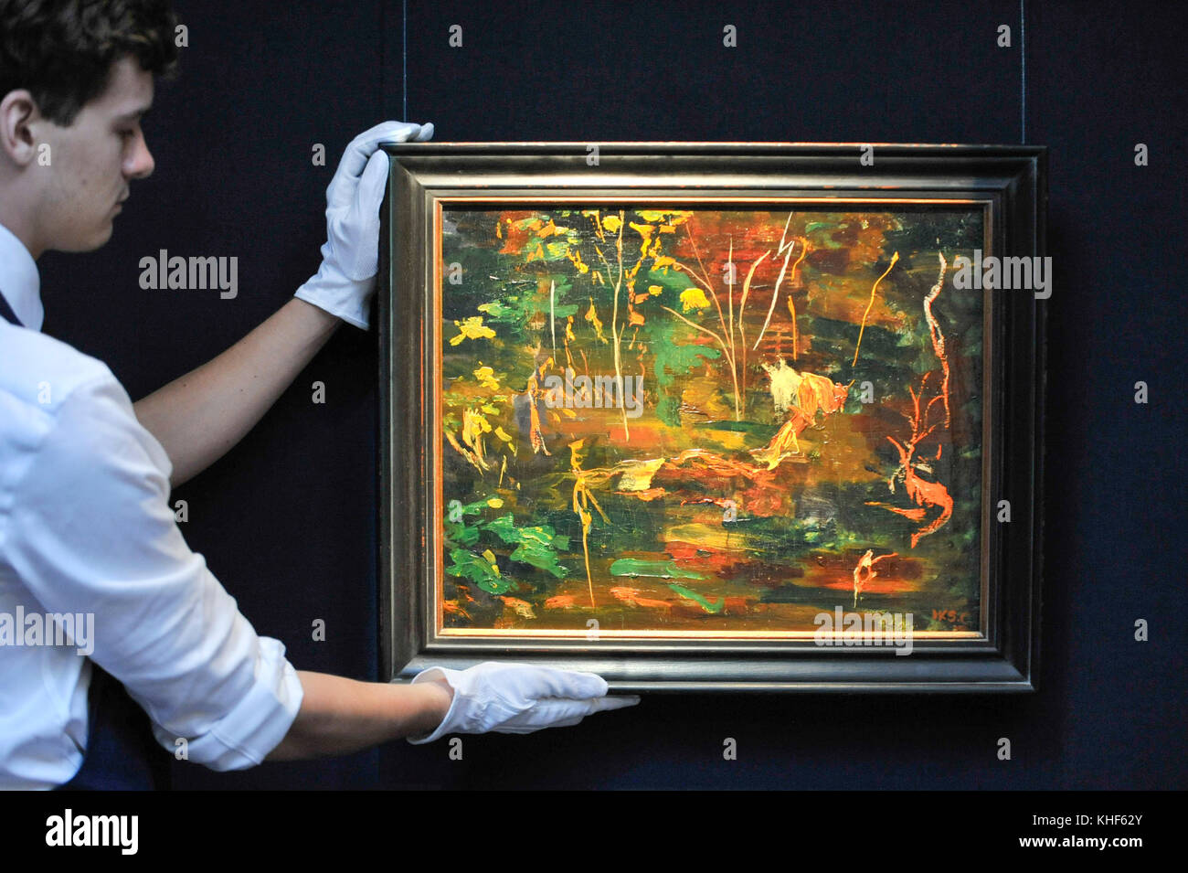 Winston churchill the goldfish pool at chartwell hi-res stock ...