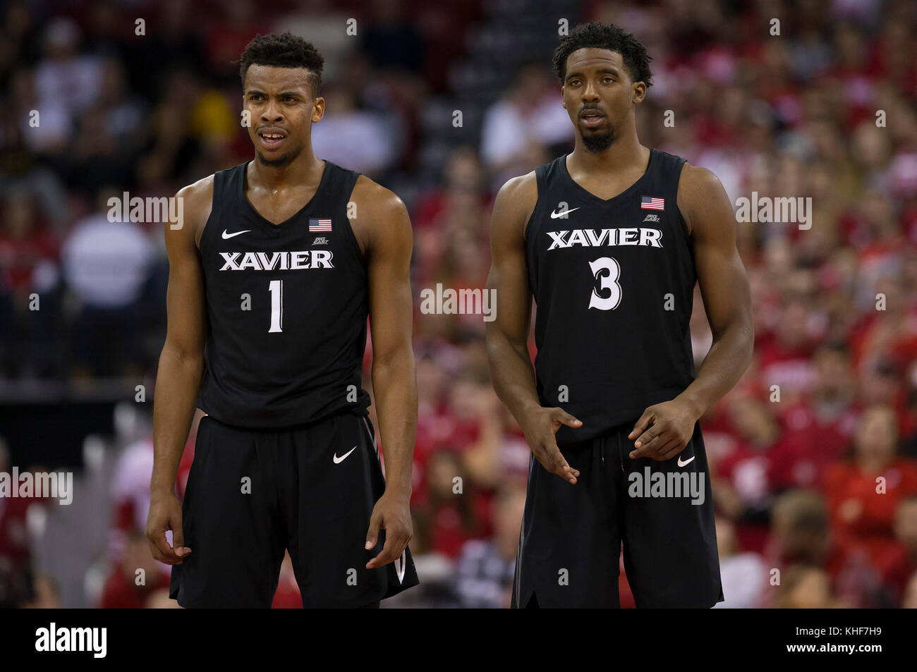 Madison, WI, USA. 16th Nov, 2017. Xavier Musketeers guard Paul Scruggs ...