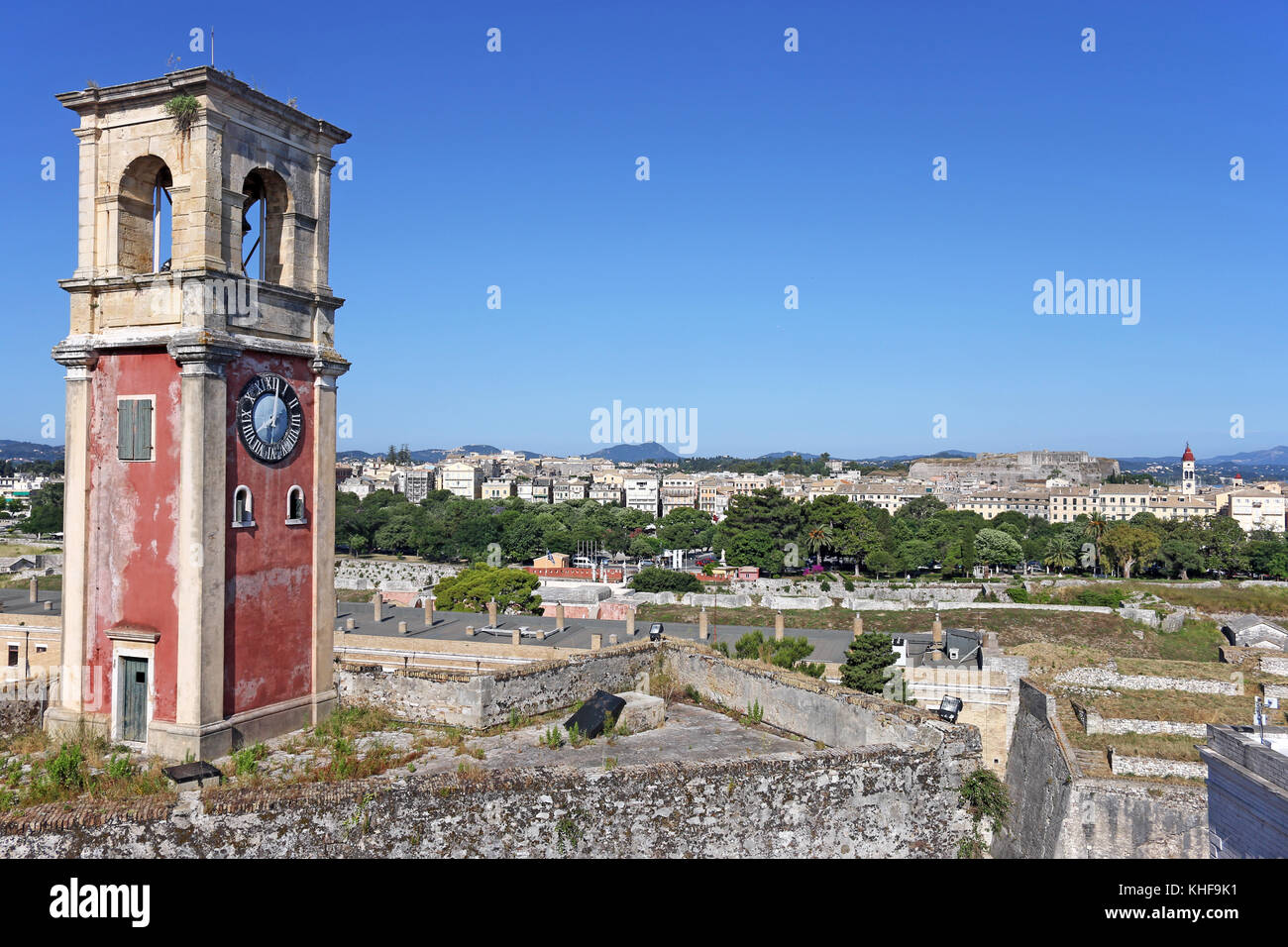 Clock tower old fortress Corfu town Stock Photo - Alamy