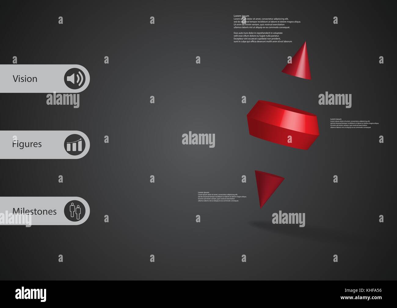 3D illustration infographic template with motif of two spike cone ...