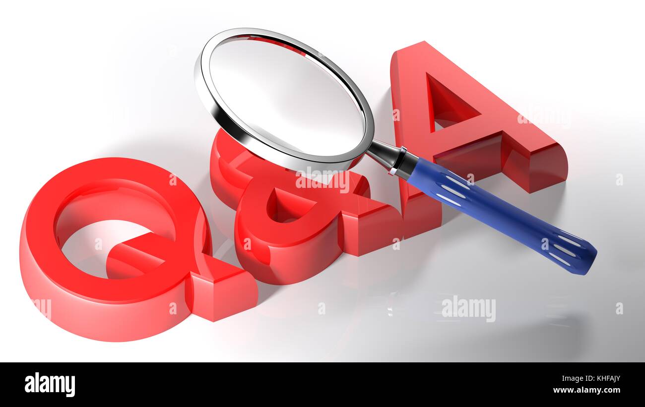 Magnifier on Q&A: Questions and Answers - 3D rendering Stock Photo - Alamy