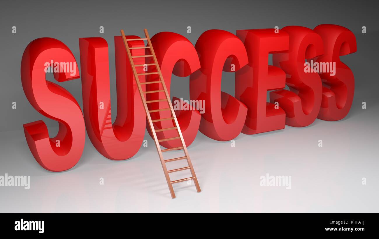 Ladder to climb the SUCCESS - 3D rendering Stock Photo - Alamy