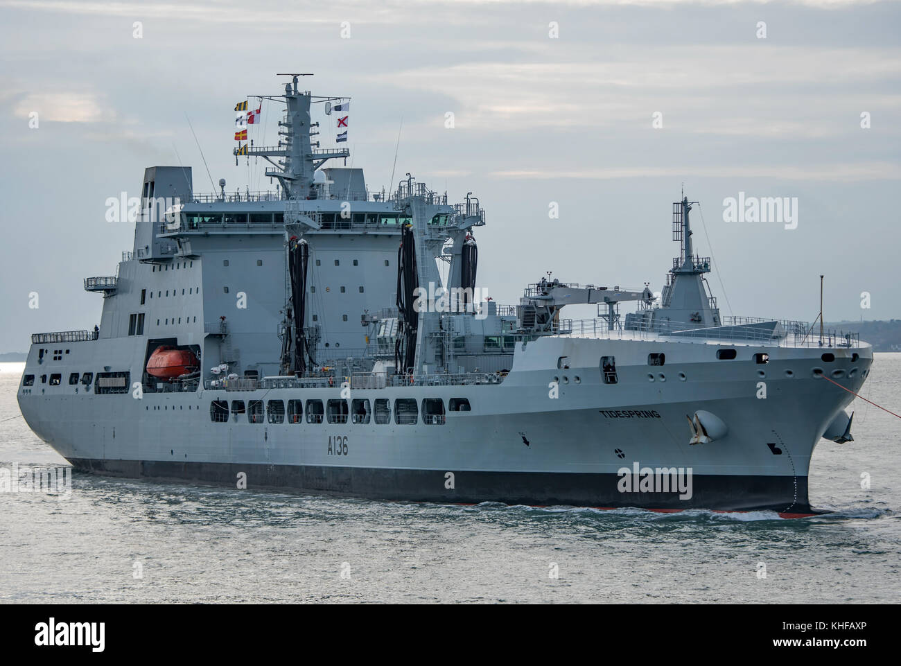 RFA Tidespring, a new naval auxiliary replenishment ship arriving at ...
