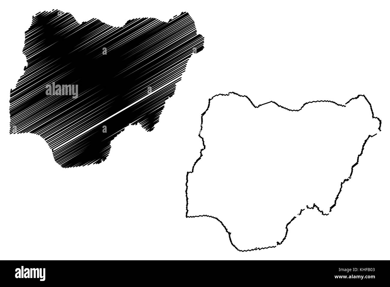 Nigeria map vector illustration, scribble sketch Federal Republic of ...