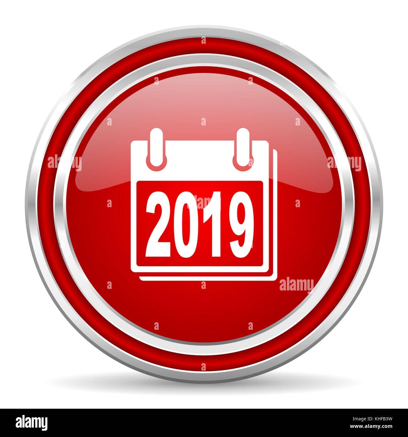 New year 2019 red silver metallic chrome border web and mobile phone ...