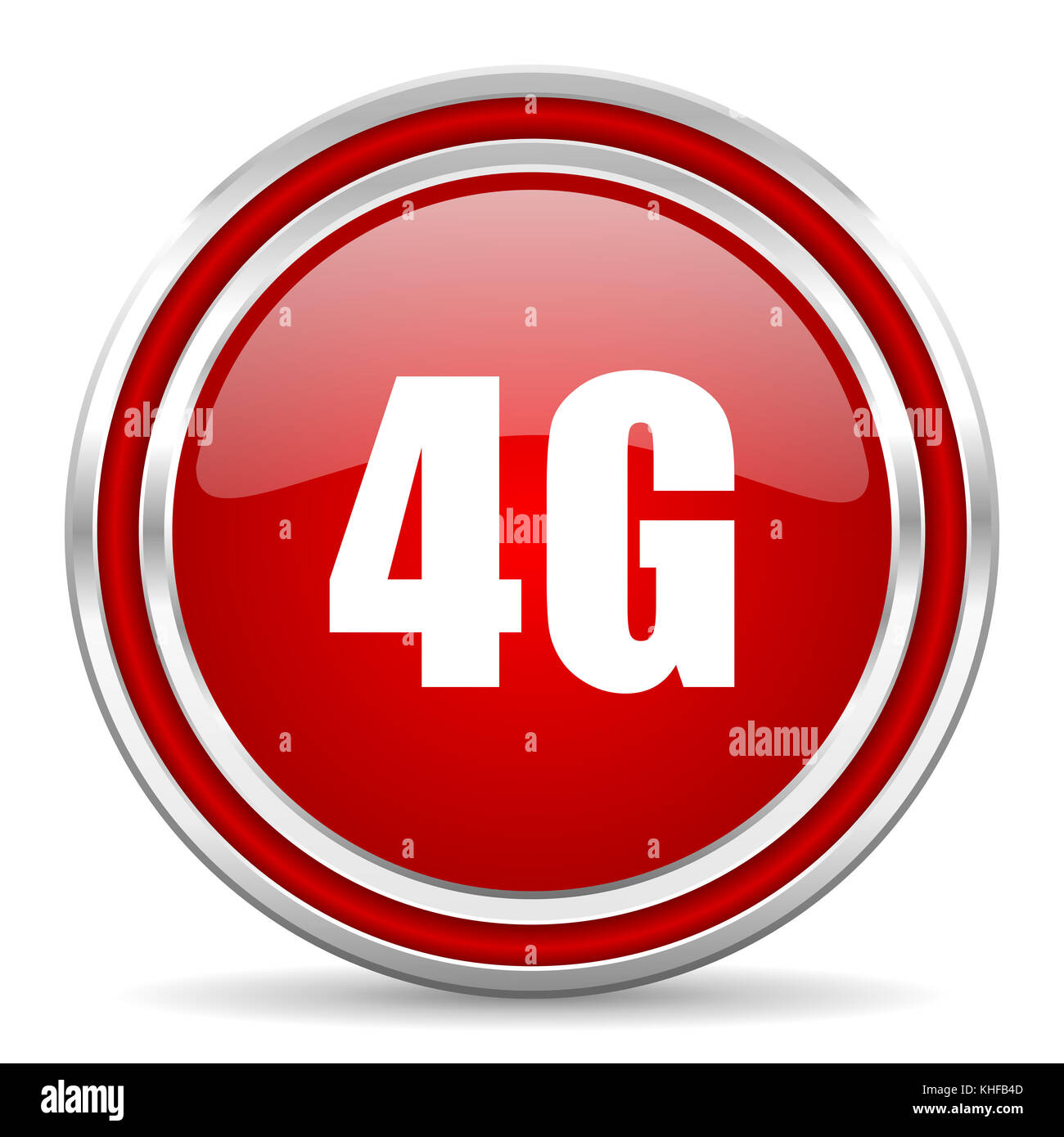 4g red silver metallic chrome border web and mobile phone icon on white ...