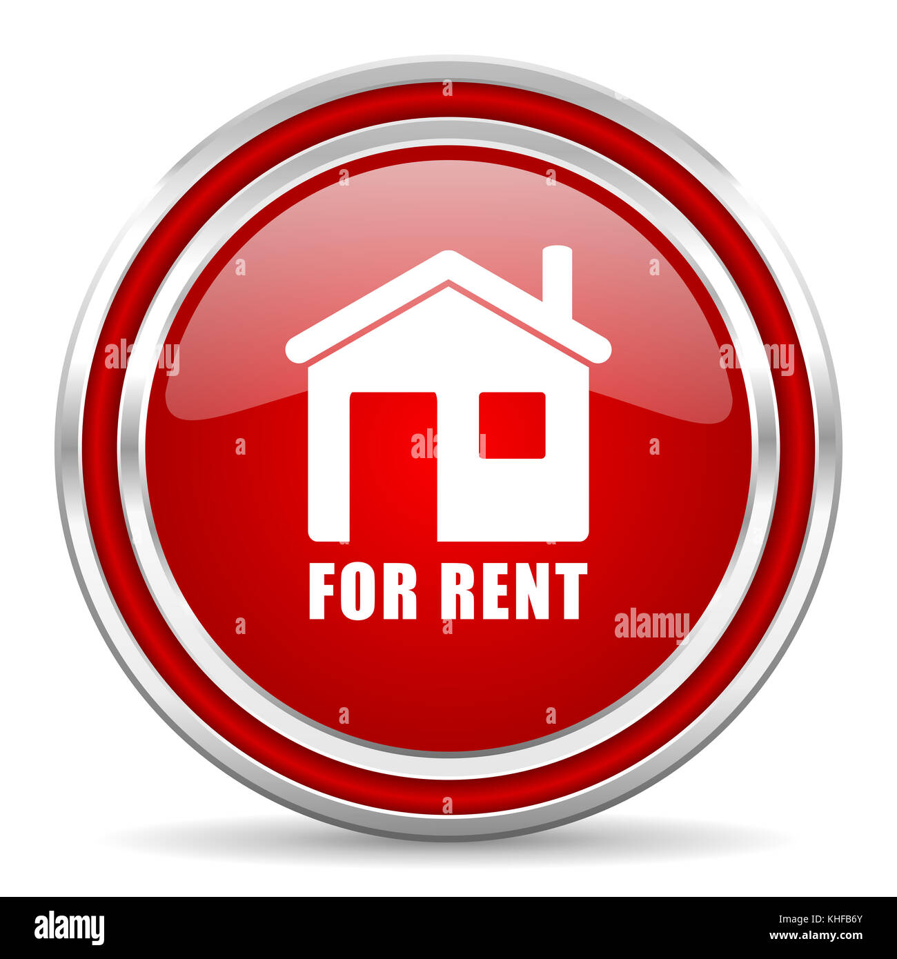 For rent red silver metallic chrome border web and mobile phone icon on ...