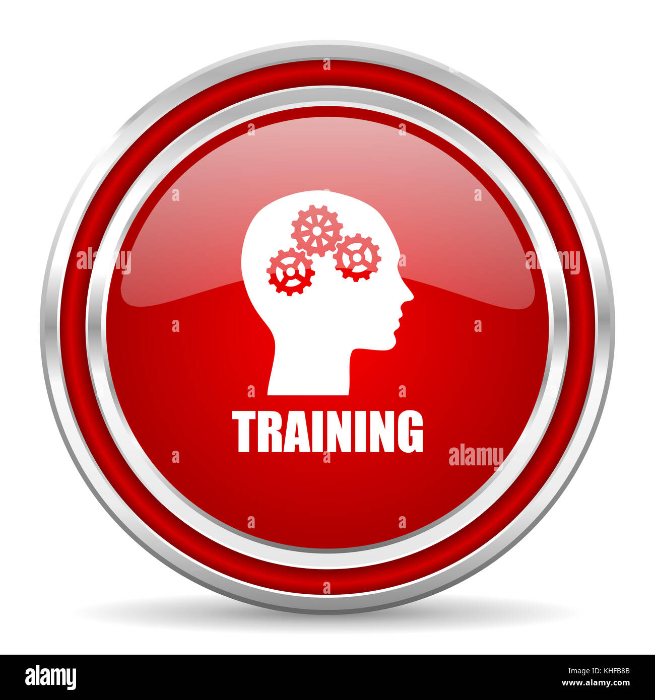Training red silver metallic chrome border web and mobile phone icon on ...