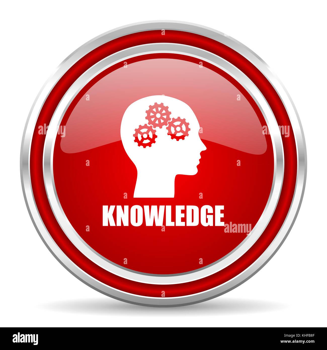 Knowledge red silver metallic chrome border web and mobile phone icon ...