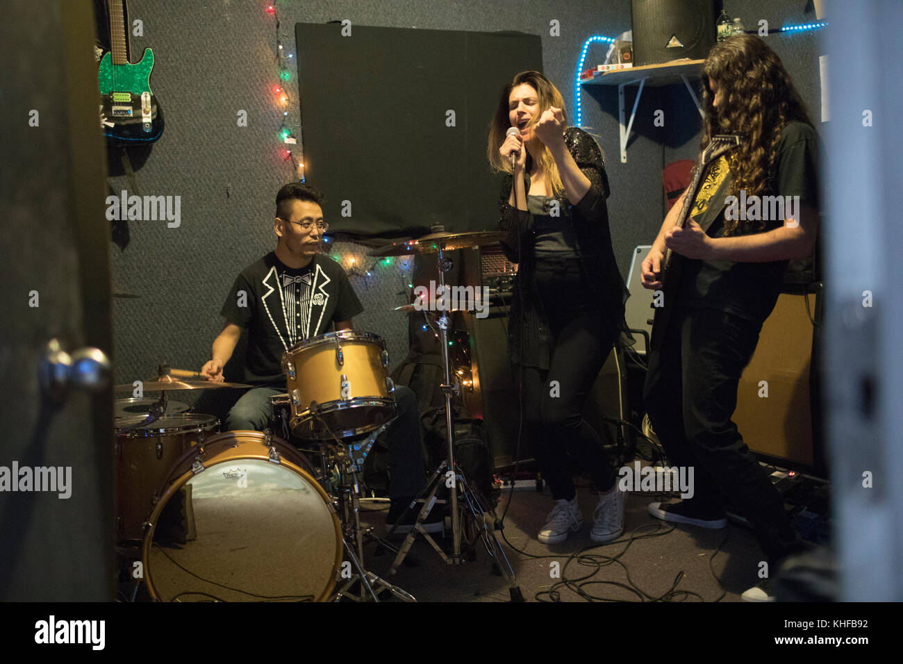 Band rehearsing together Stock Photo - Alamy