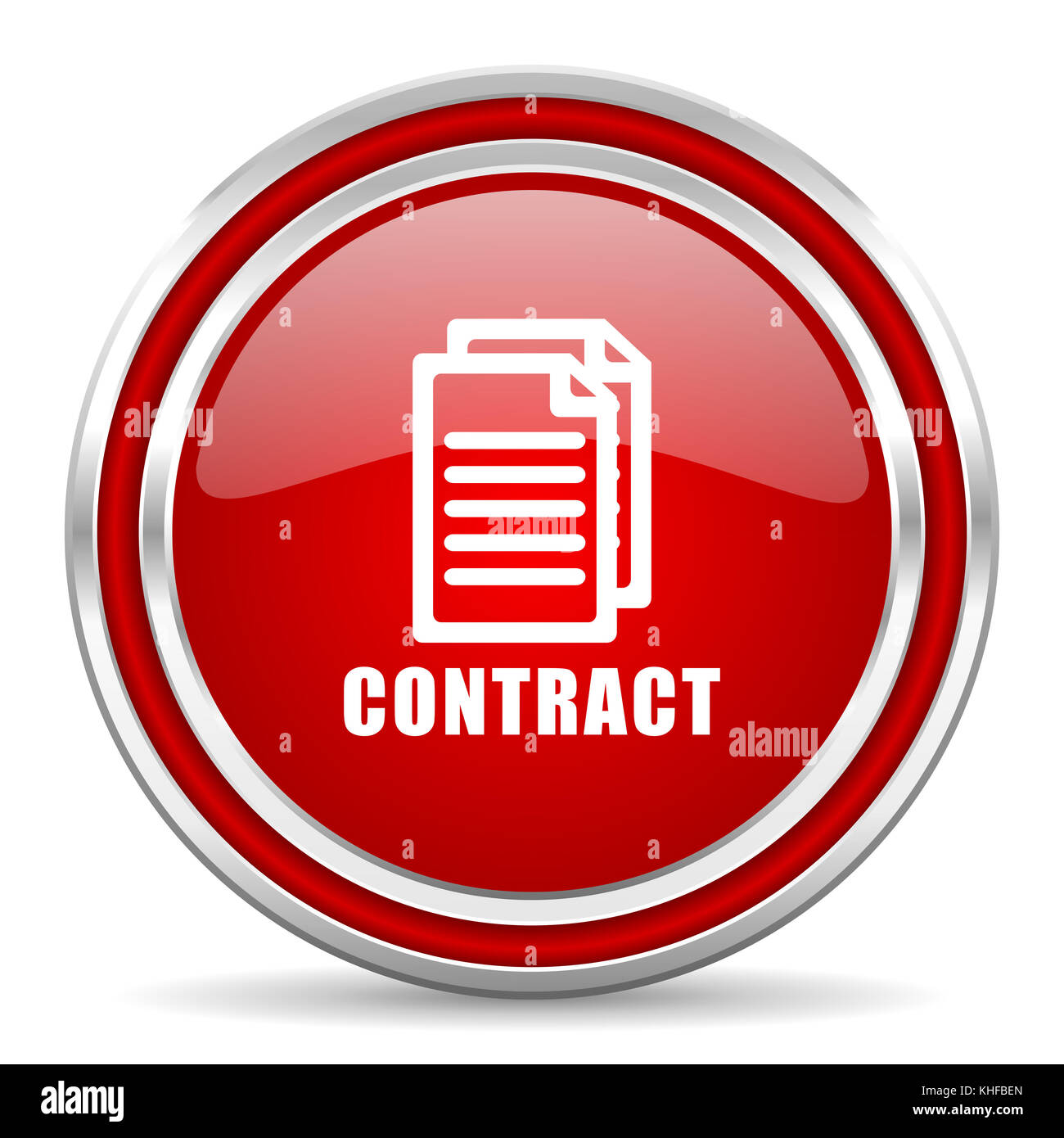 Contract red silver metallic chrome border web and mobile phone icon on ...