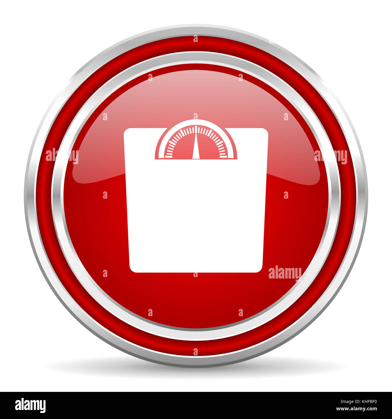 Weight red silver metallic chrome border web and mobile phone icon on ...