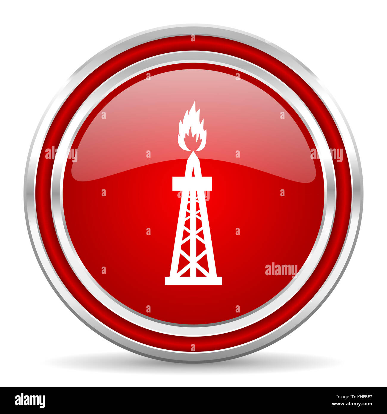 Gas red silver metallic chrome border web and mobile phone icon on ...