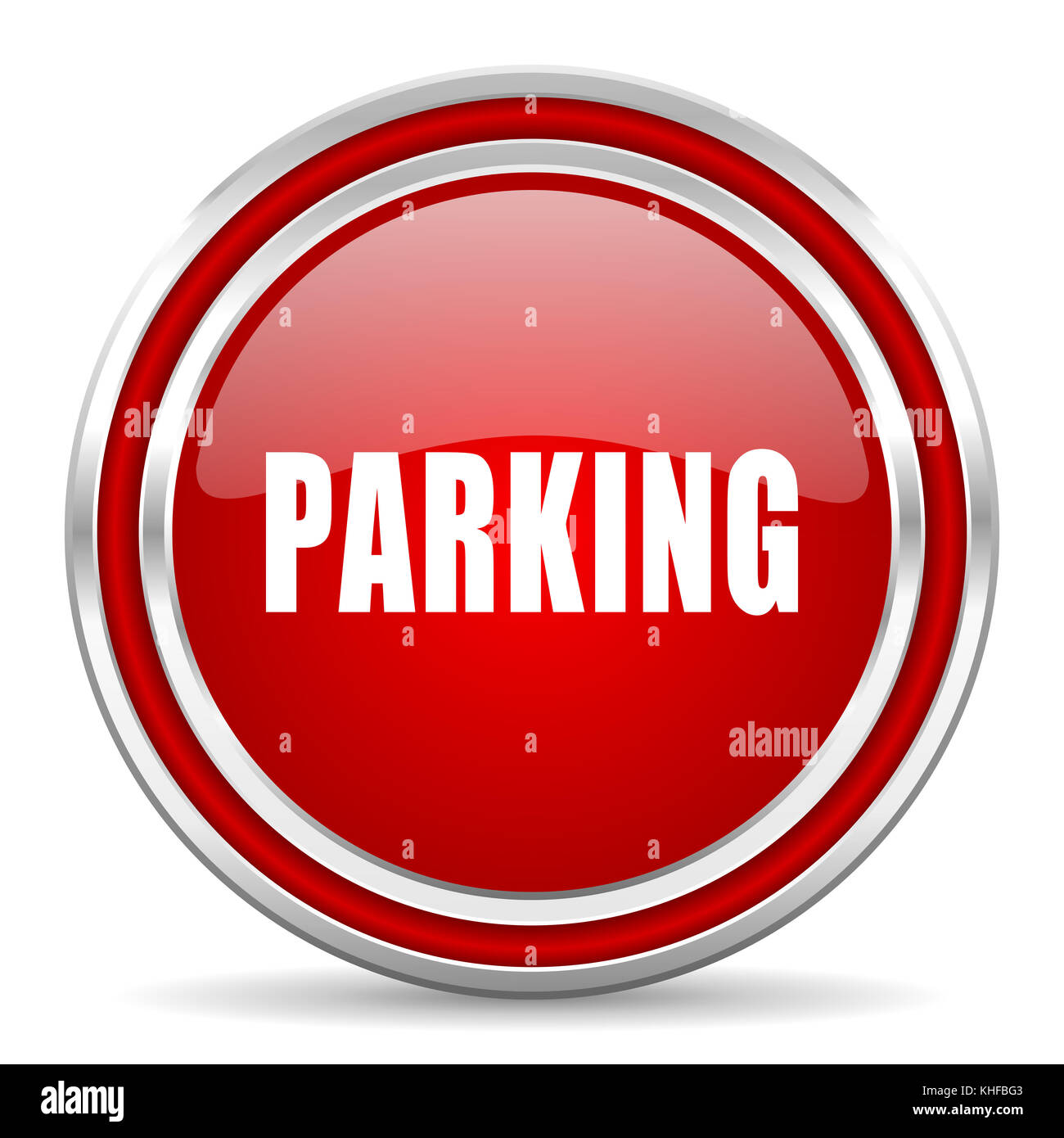 Parking red silver metallic chrome border web and mobile phone icon on ...