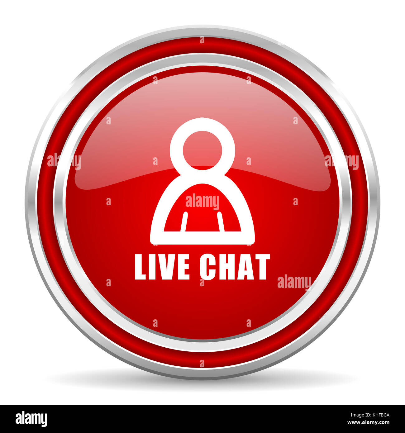 Live chat red silver metallic chrome border web and mobile phone icon ...