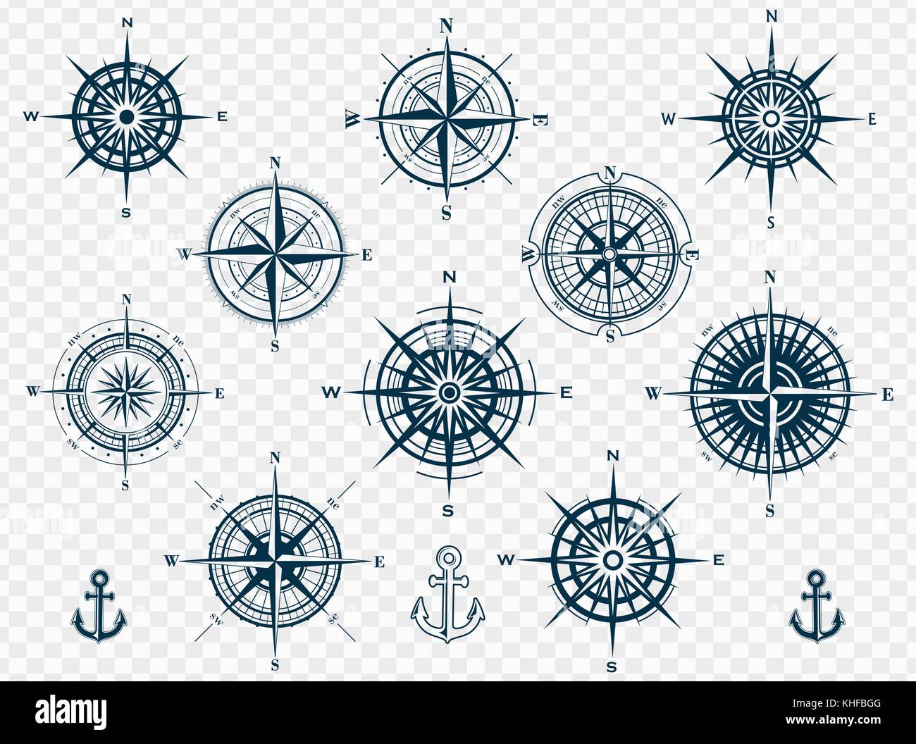 Set of compass roses or wind roses Stock Vector Image & Art - Alamy