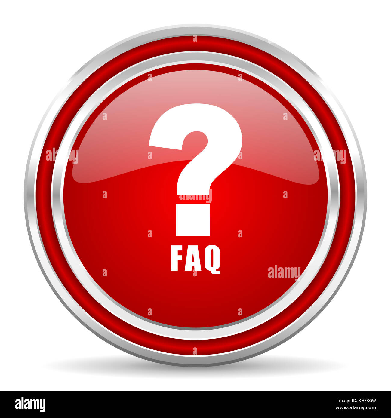 Faq red silver metallic chrome border web and mobile phone icon on ...