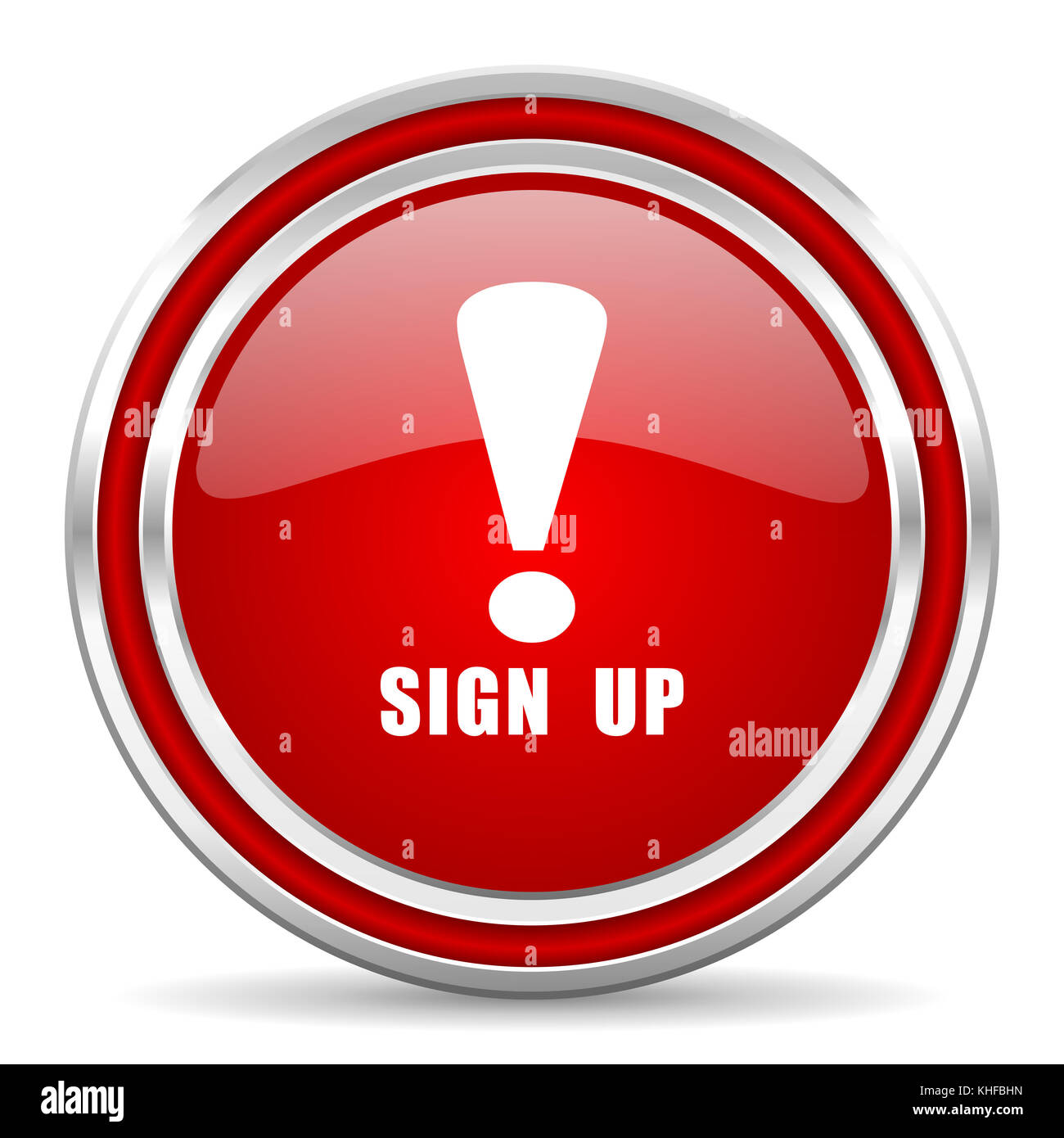 Sign up red silver metallic chrome border web and mobile phone icon on ...