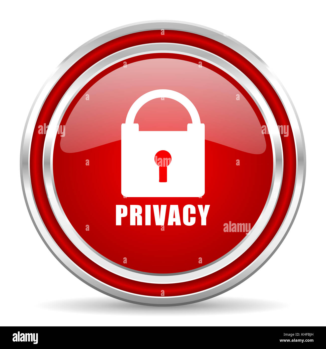 Privacy red silver metallic chrome border web and mobile phone icon on ...