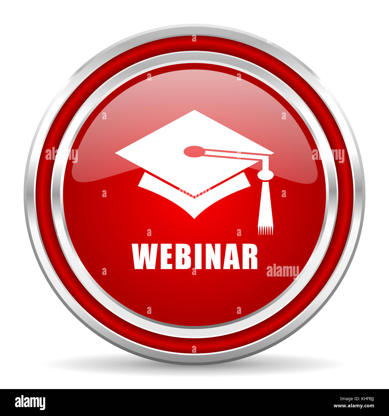 Webinar red silver metallic chrome border web and mobile phone icon on ...