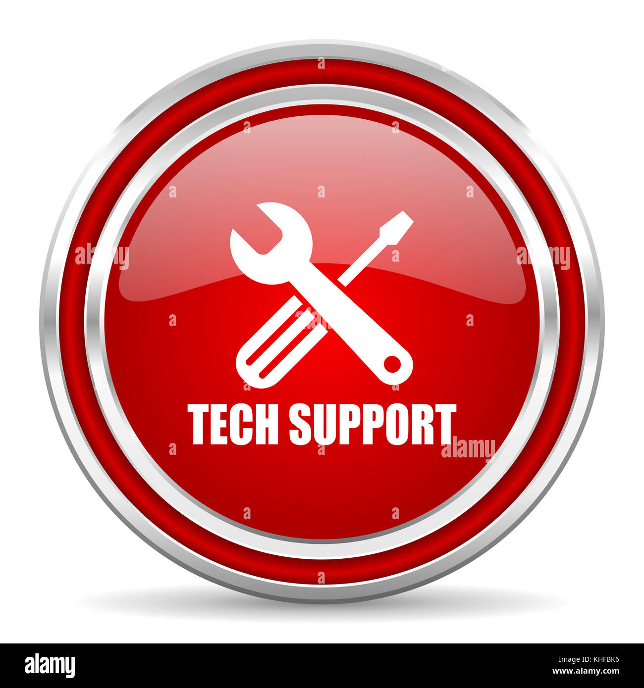 Technical support red silver metallic chrome border web and mobile ...