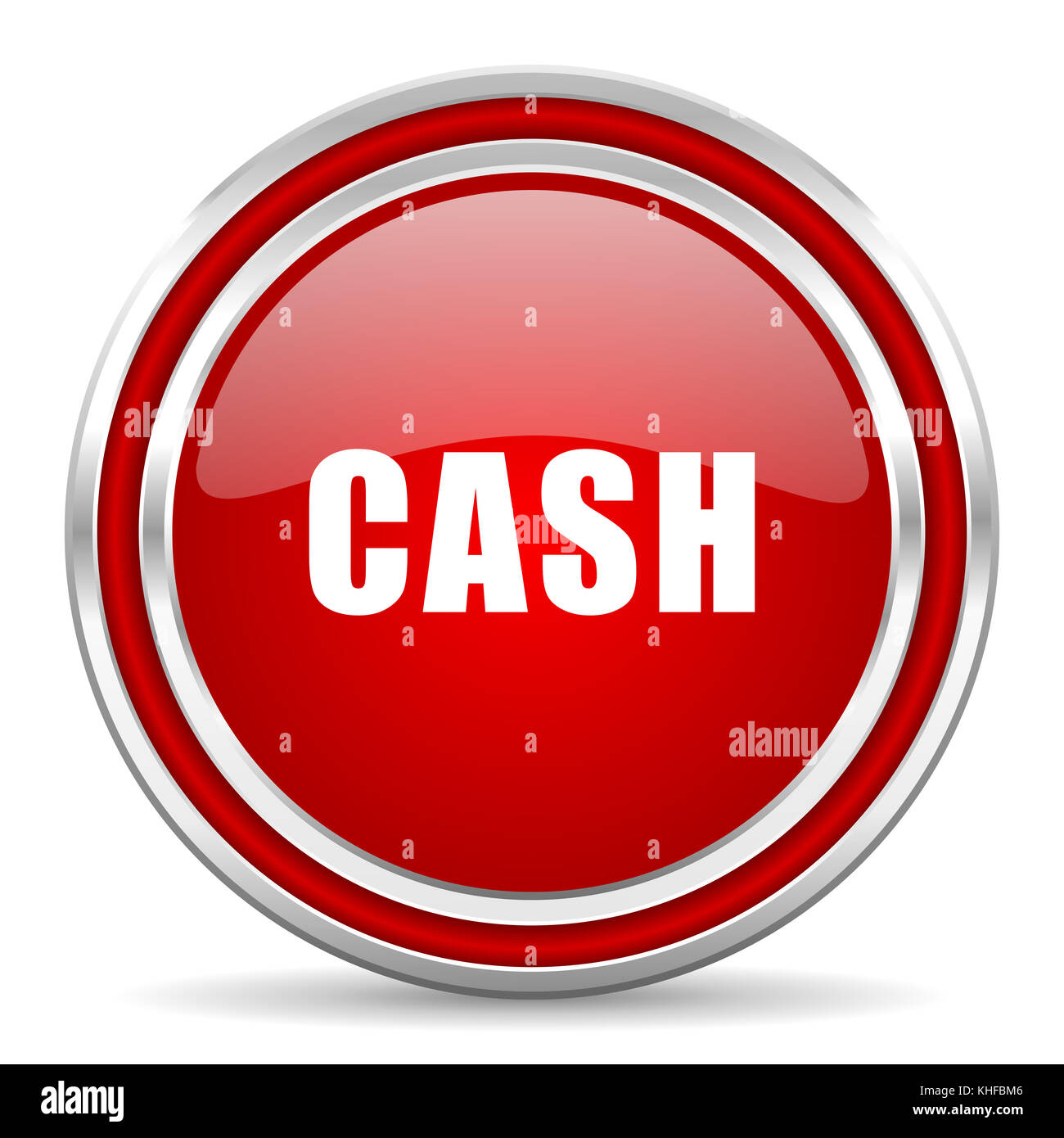Cash red silver metallic chrome border web and mobile phone icon on ...
