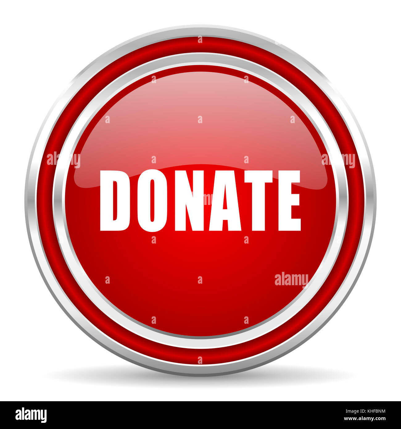 Donate red silver metallic chrome border web and mobile phone icon on ...