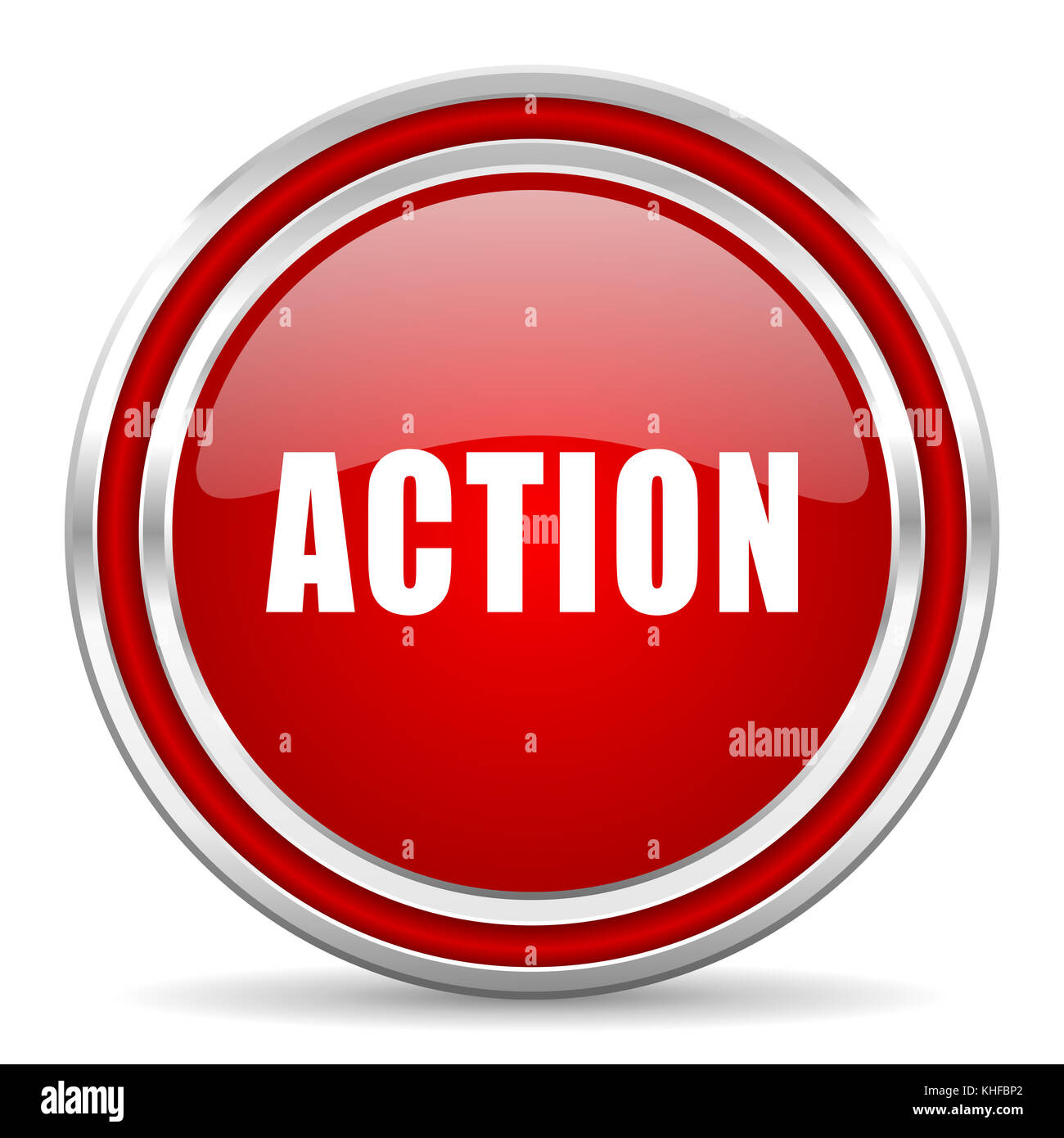 Action red silver metallic chrome border web and mobile phone icon on ...