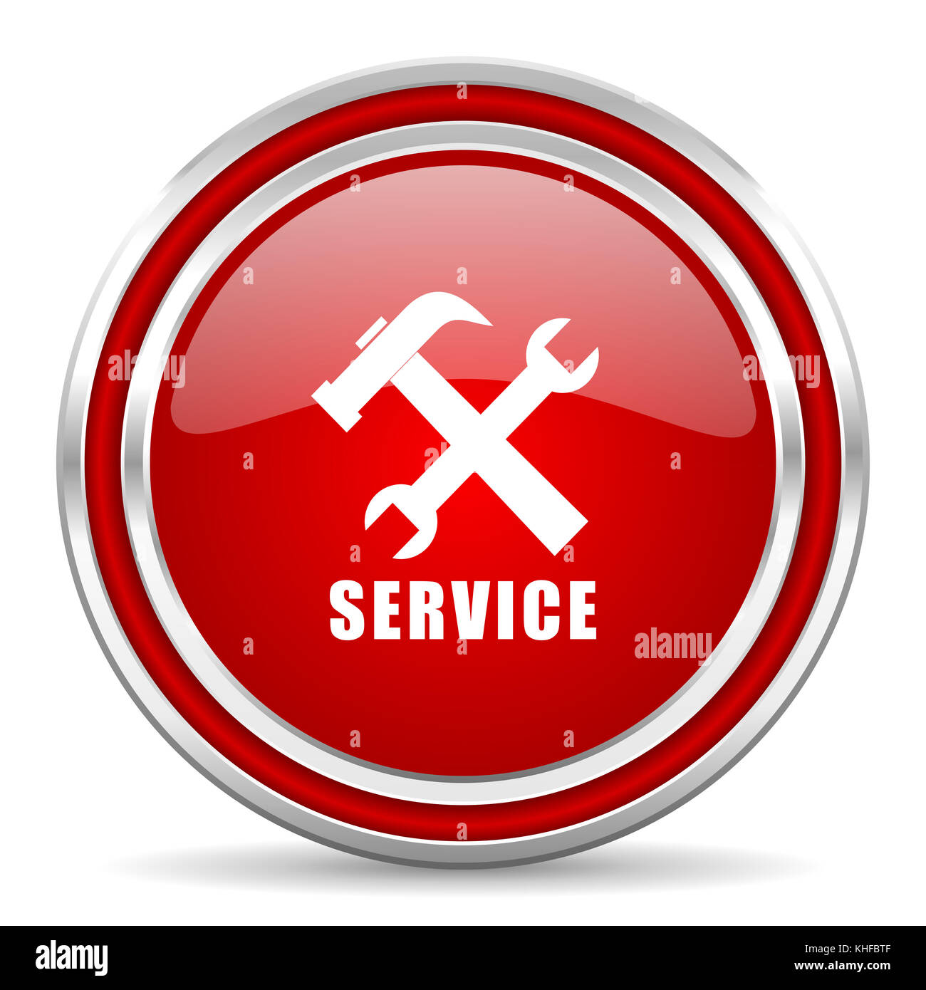 Service red silver metallic chrome border web and mobile phone icon on ...