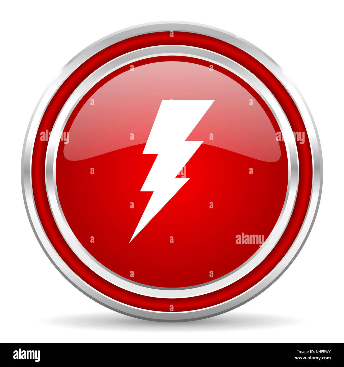 Bolt red silver metallic chrome border web and mobile phone icon on ...