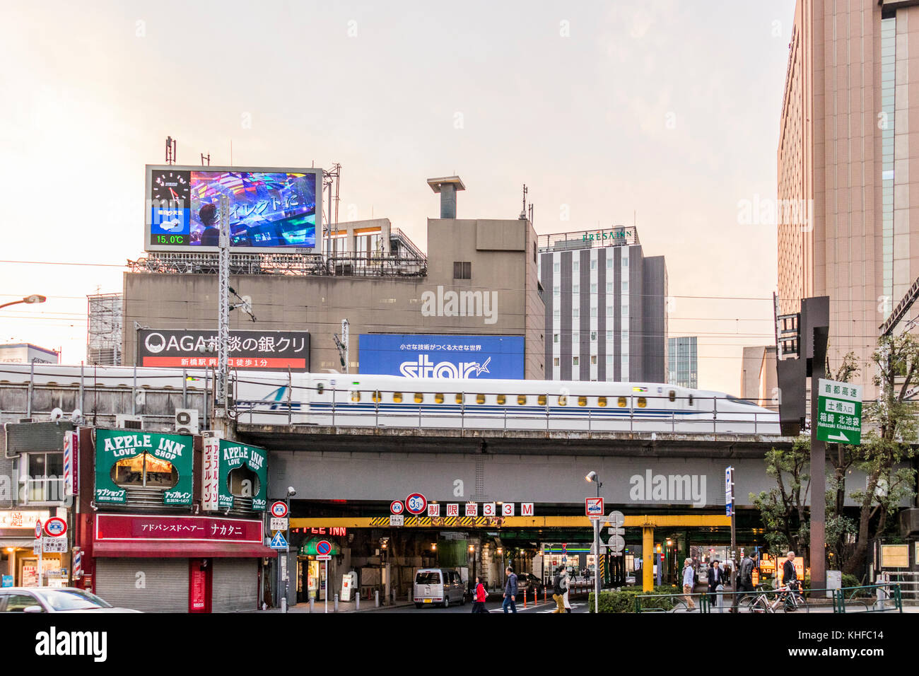 Bullet train making it's way across busy area of Tokyo Japan Stock ...