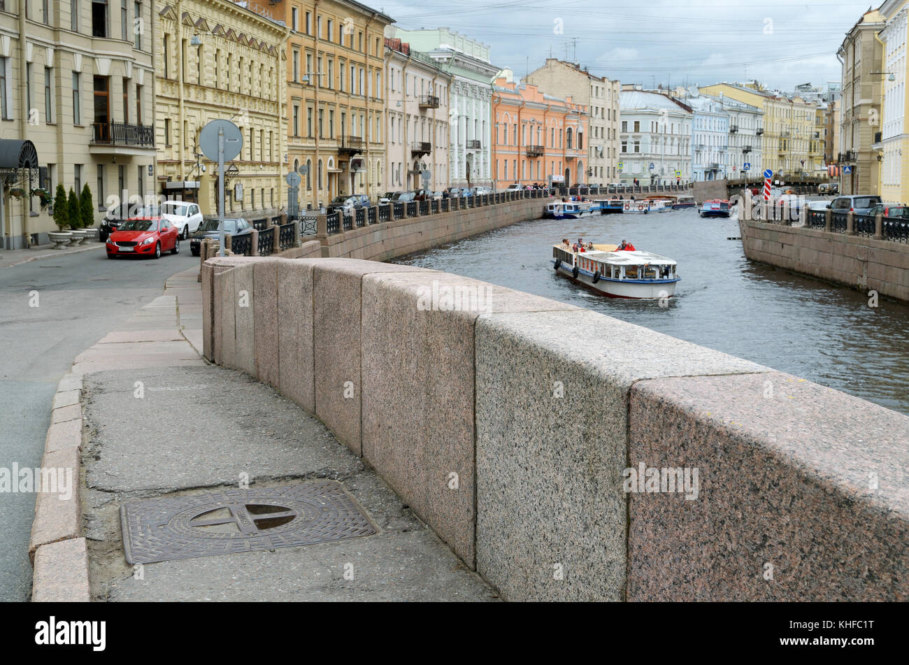 The beautiful landscape of the city with the granite embankment Stock ...
