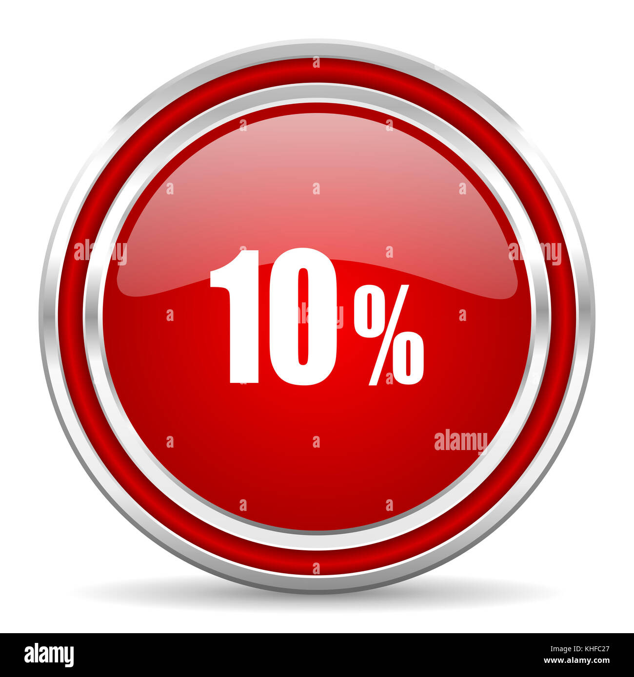 10 percent red silver metallic chrome border web and mobile phone icon ...