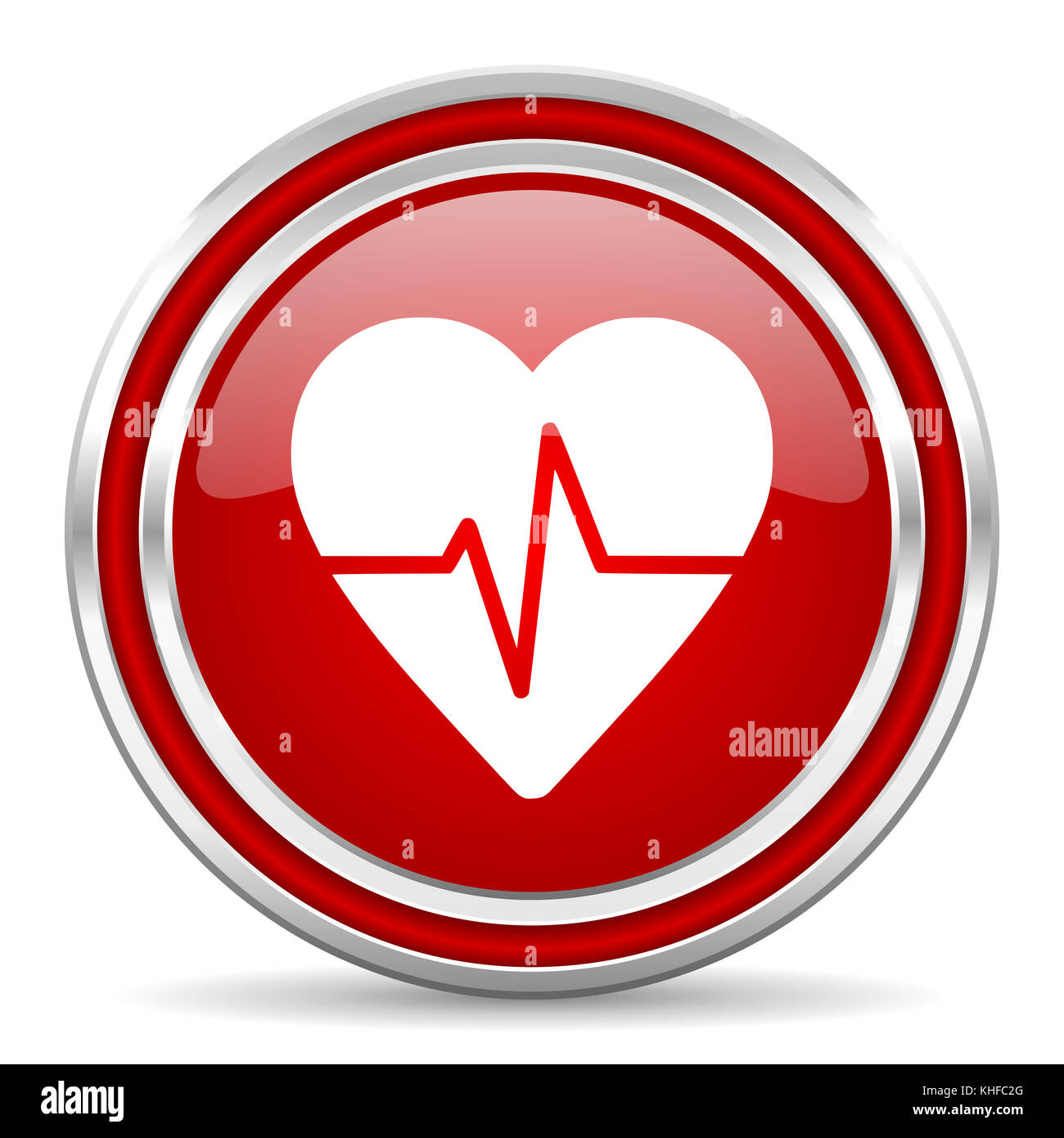 Pulse red silver metallic chrome border web and mobile phone icon on ...