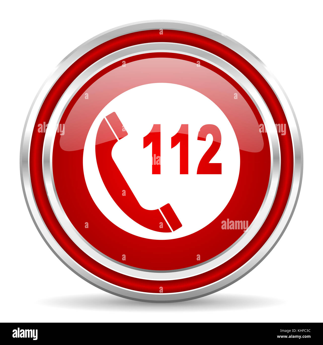 Emergency call red silver metallic chrome border web and mobile phone ...