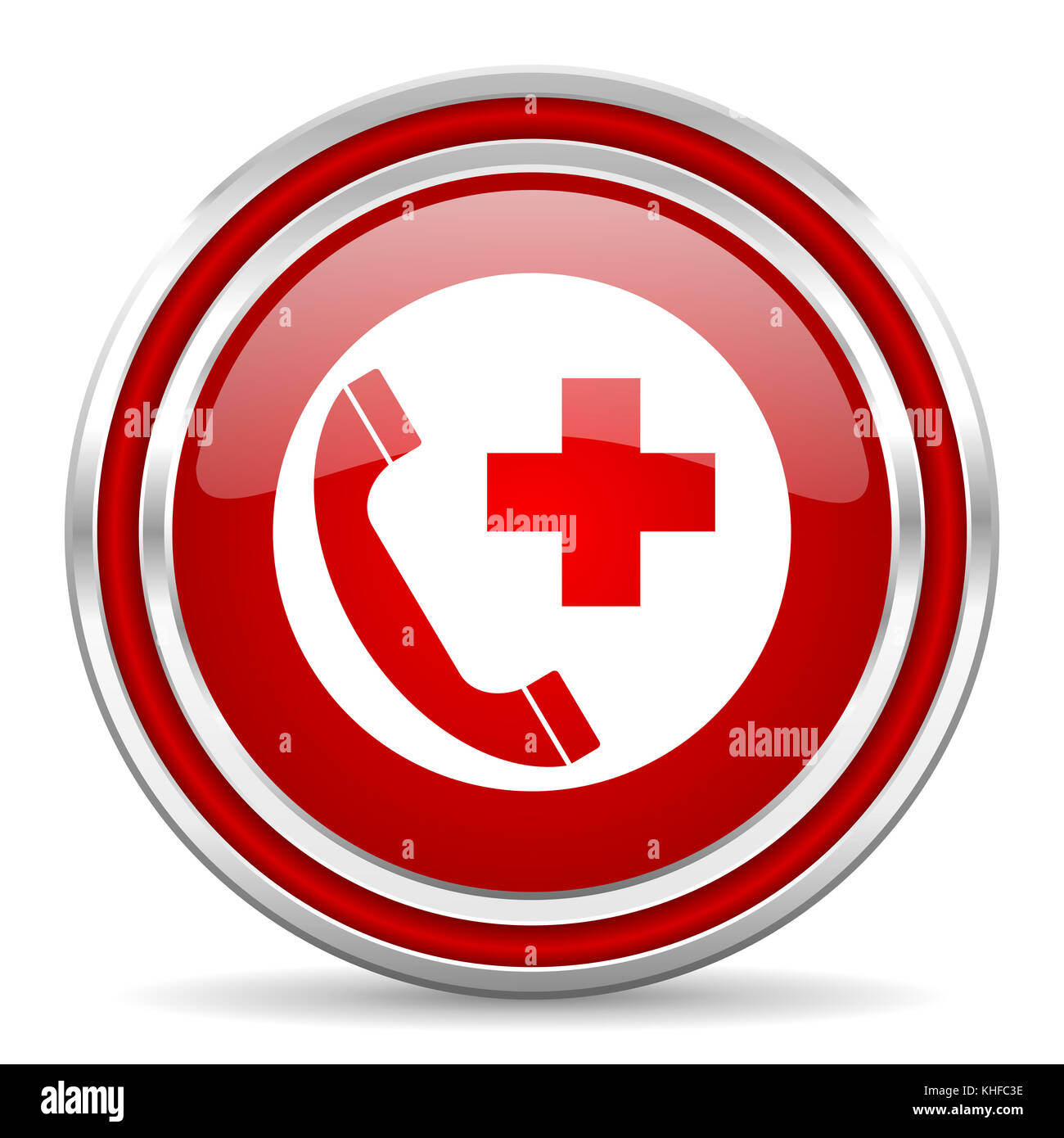 Emergency call red silver metallic chrome border web and mobile phone ...